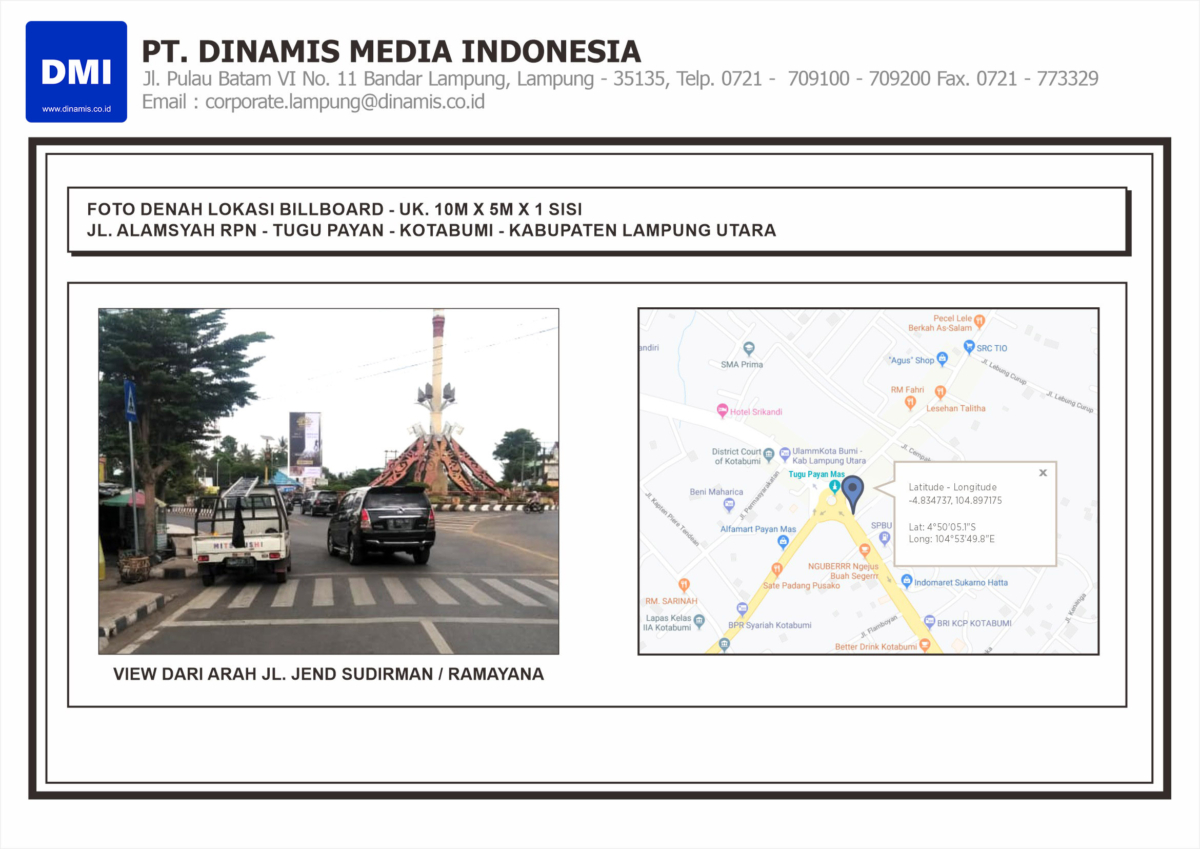BILLBOARD Jl. Alamsyah RPN Tugu Payan Mas Kotabumi – Terkontrak S – PT ...