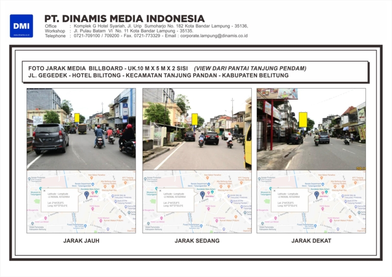 BILLBOARD Jl. Gegedek Hotel Bilitong VF Pantai Tanjung Pendam Ke Arah ...